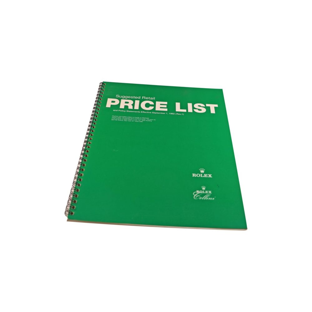 Rolex 1992 Master Dealer Watch Price List Catalog | Horology Books